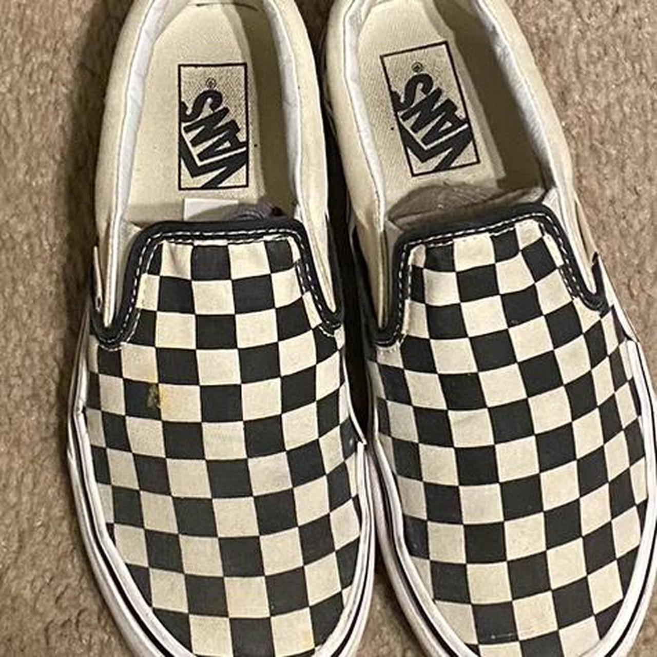 Black and white Checkered vans sip on - Depop