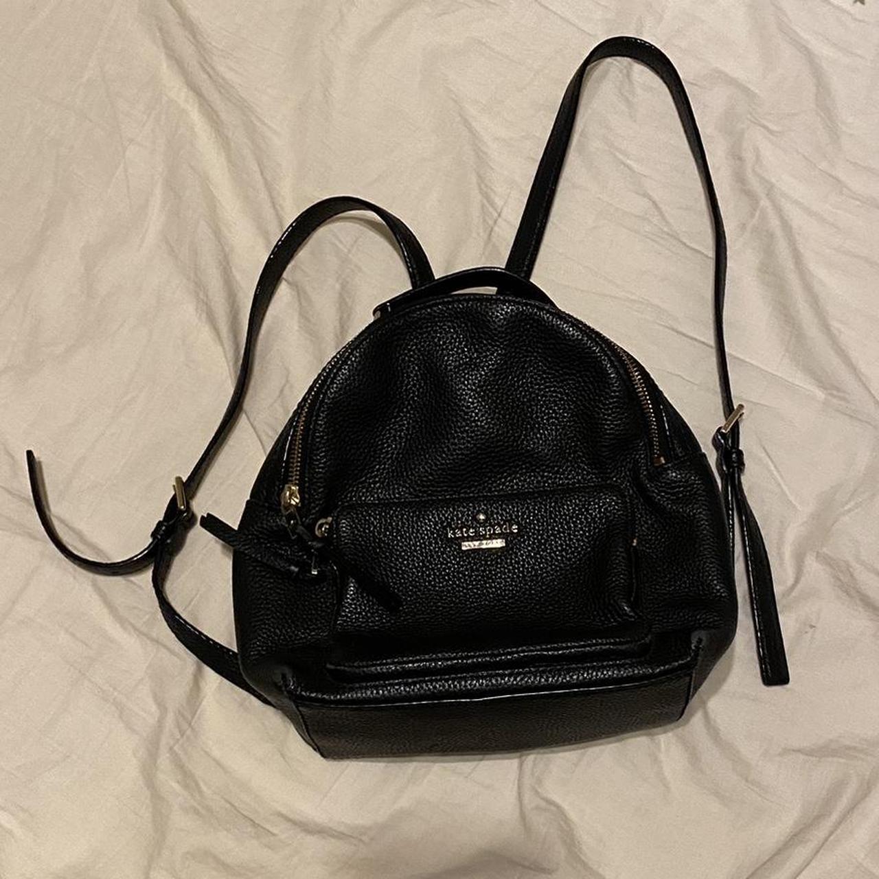 Black pebble leather, mini backpack from Kate Spade... - Depop