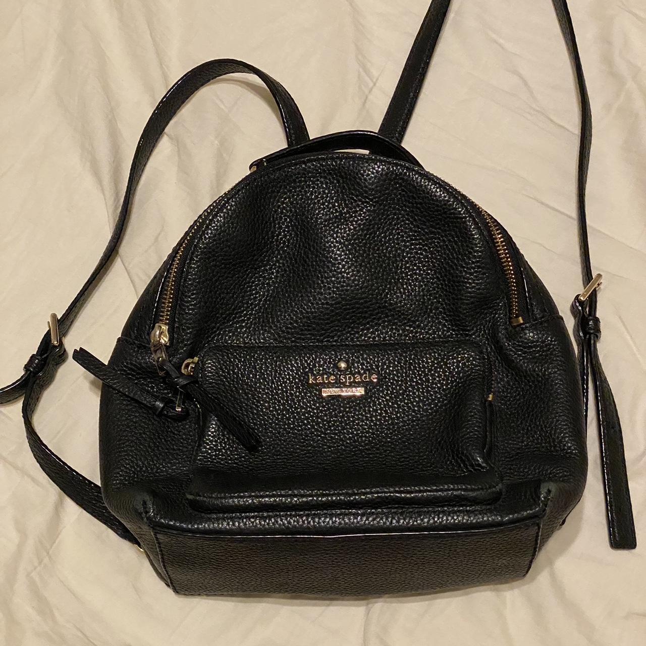 Black pebble leather, mini backpack from Kate Spade... - Depop