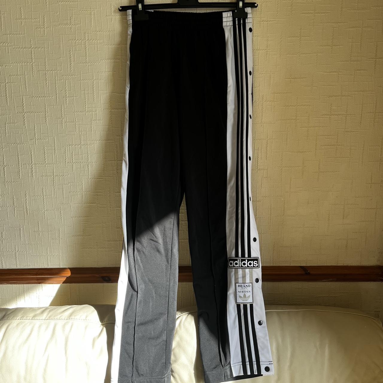 Vintage black and white adidas popper tracksuit... - Depop