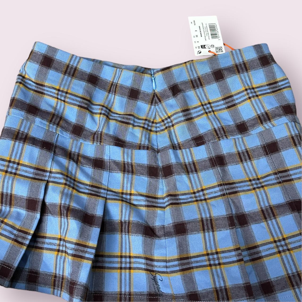 BRAND NEW WITH TAGS chequered plaid blue mini skirt... - Depop