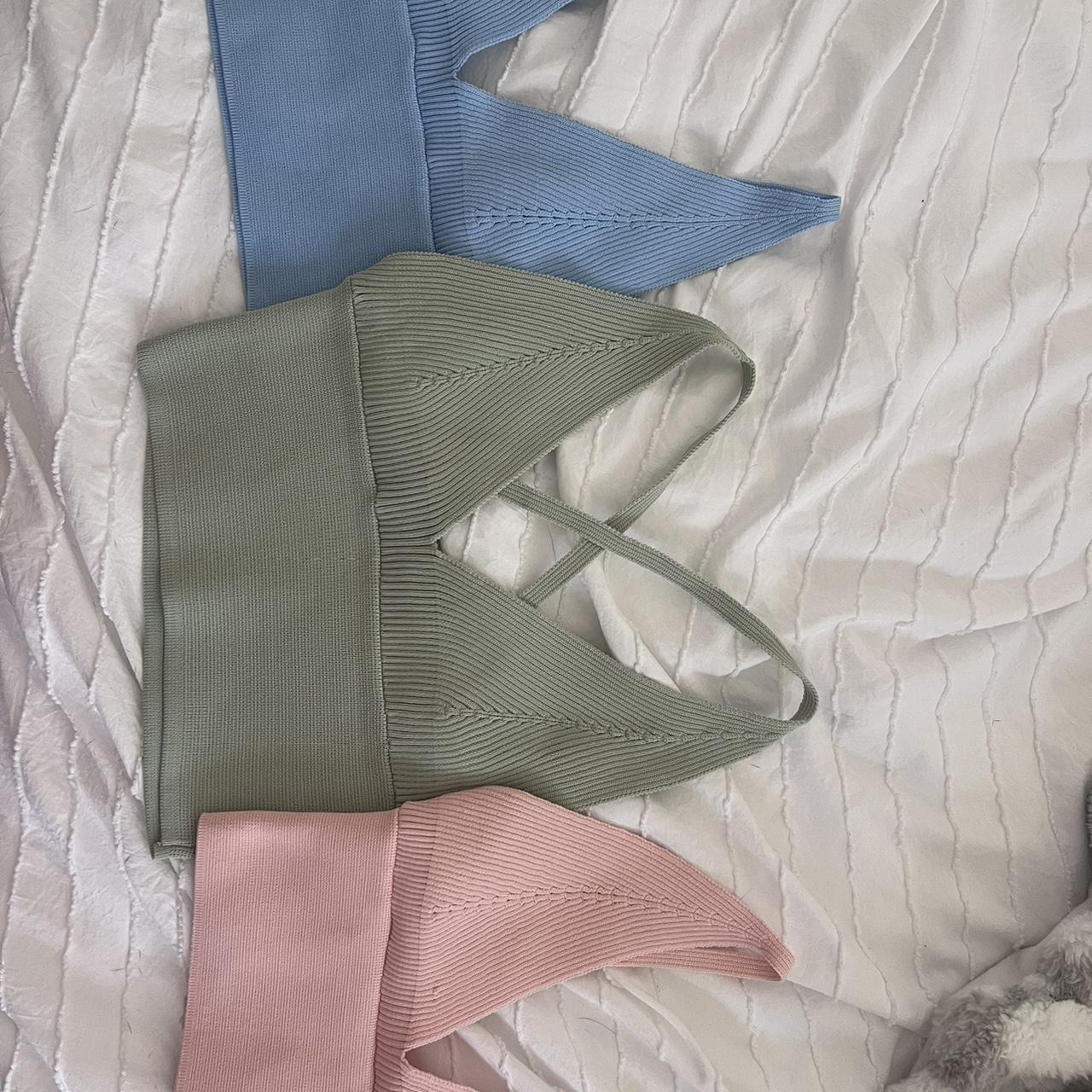 Multicolored Halter Crop Top Bundle Green, Blue and... - Depop
