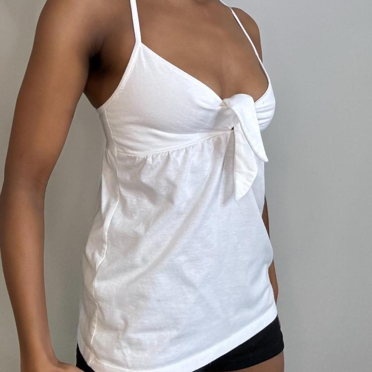 White tie knot cross tank - Depop