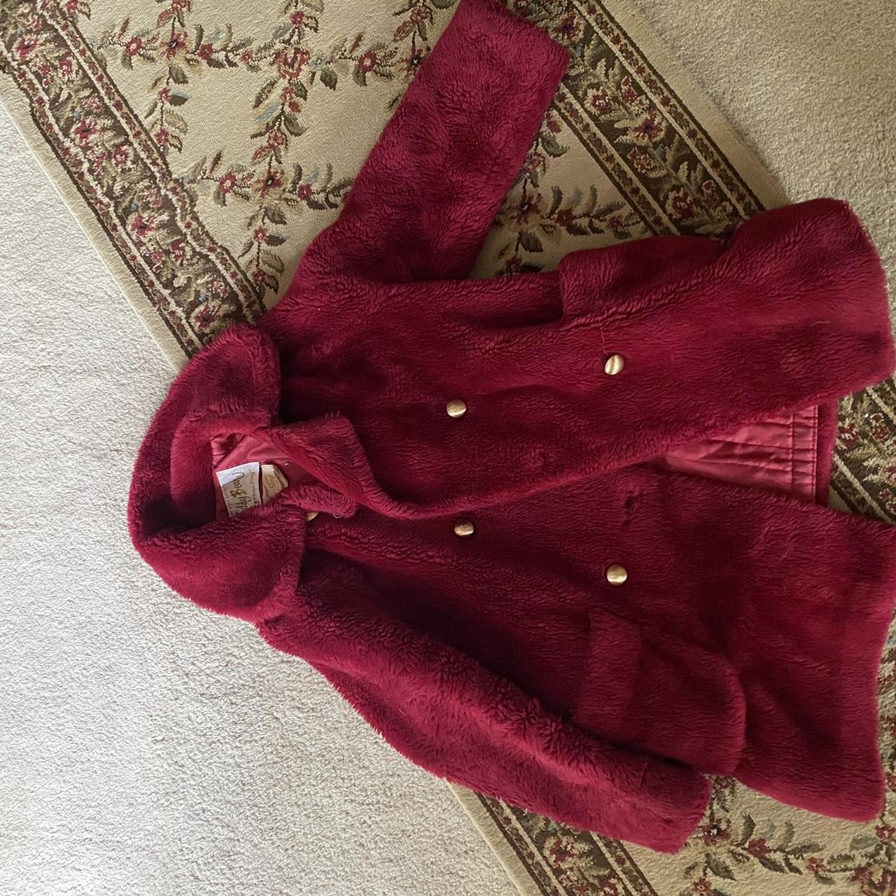 Vintage red teddy coat 3/4 sleeves Fits a small - Depop