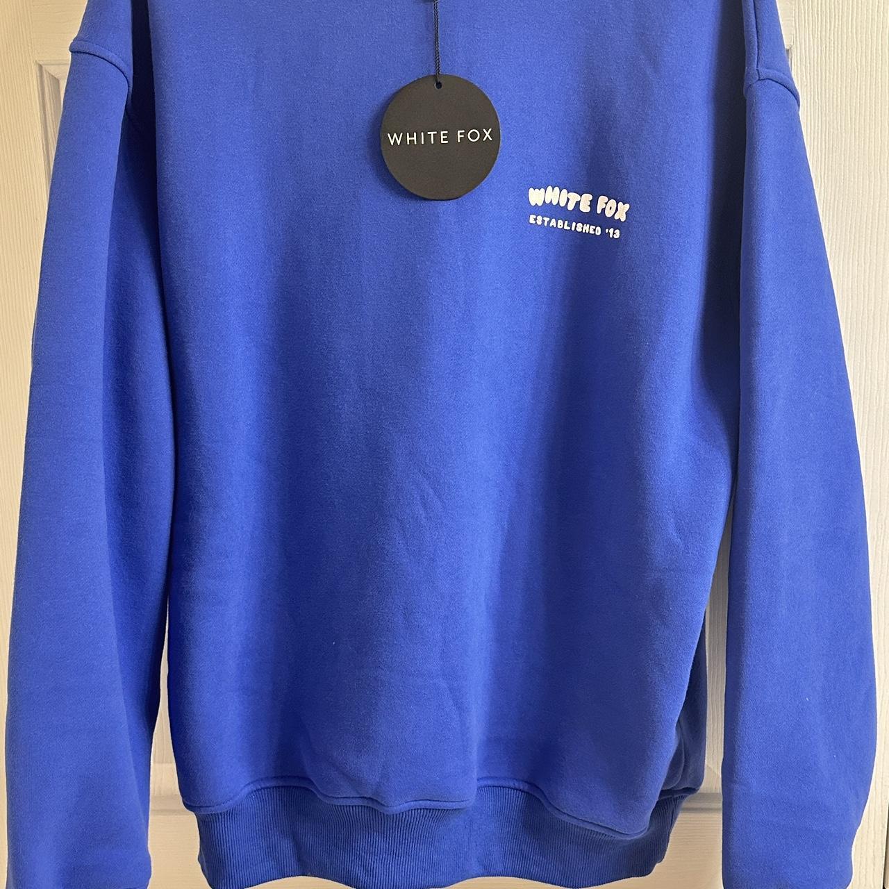 white fox oversized blue hoodie -brand new with... - Depop