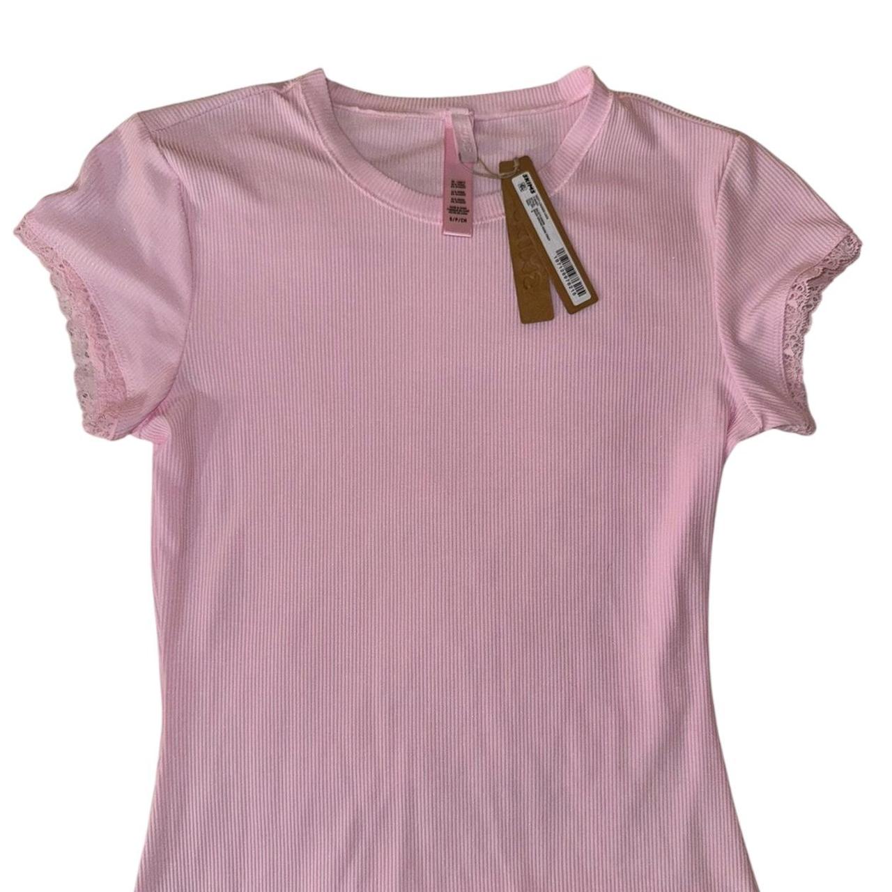 NEW S SKIMS 🩷 Pink lace trim ribbed top #SKIMS... - Depop