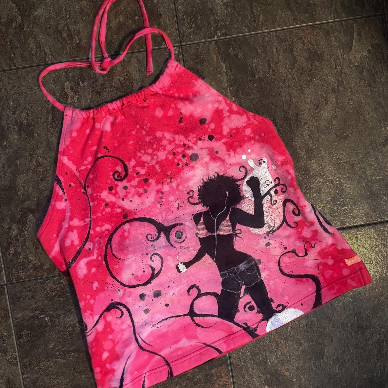 Y2K Bleach Art Halter Top - One of a Kind • Size... | Depop