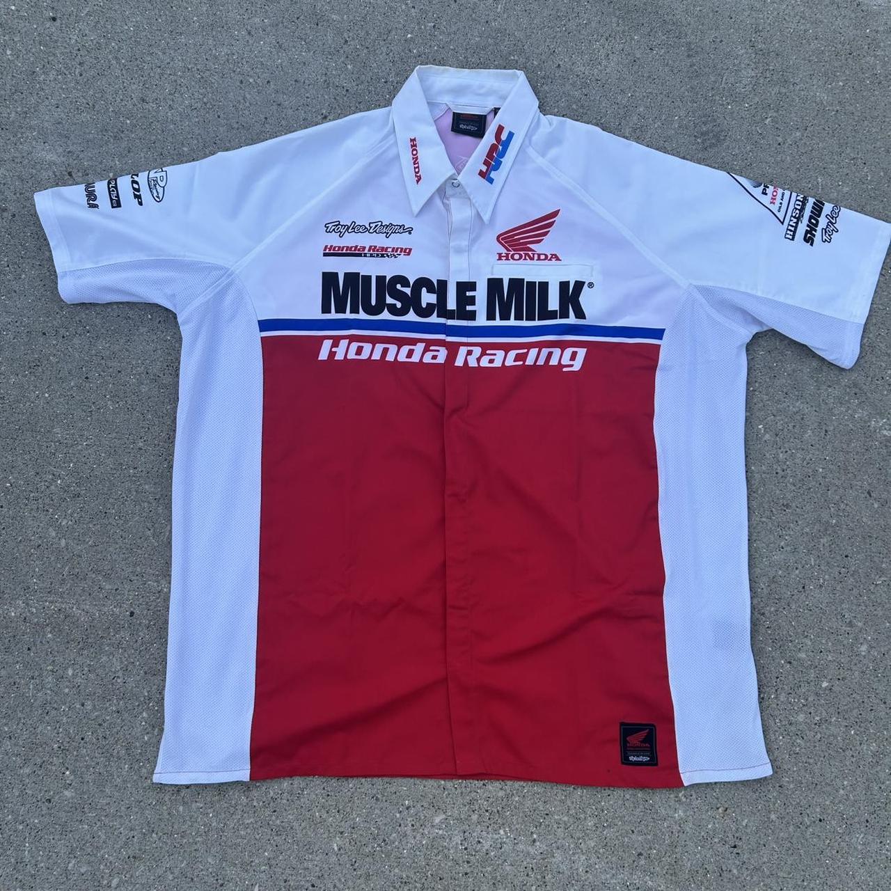 Vintage honda muscle milk racing button up... | Depop