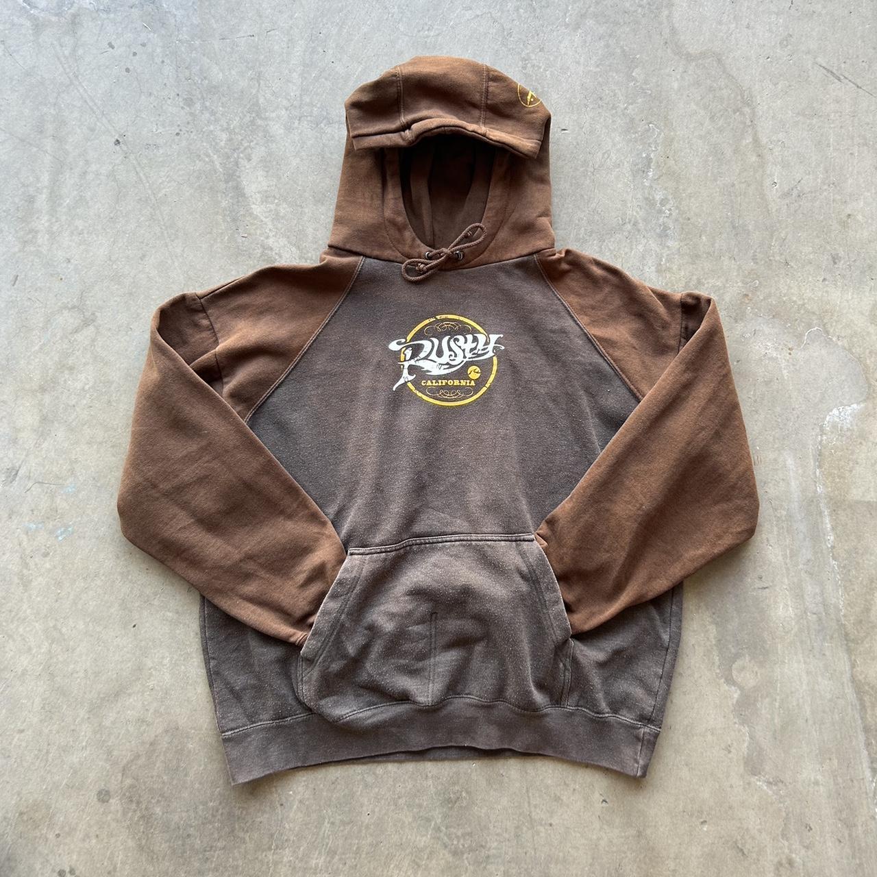 Rusty Men's Brown and Gold Hoodie | Depop