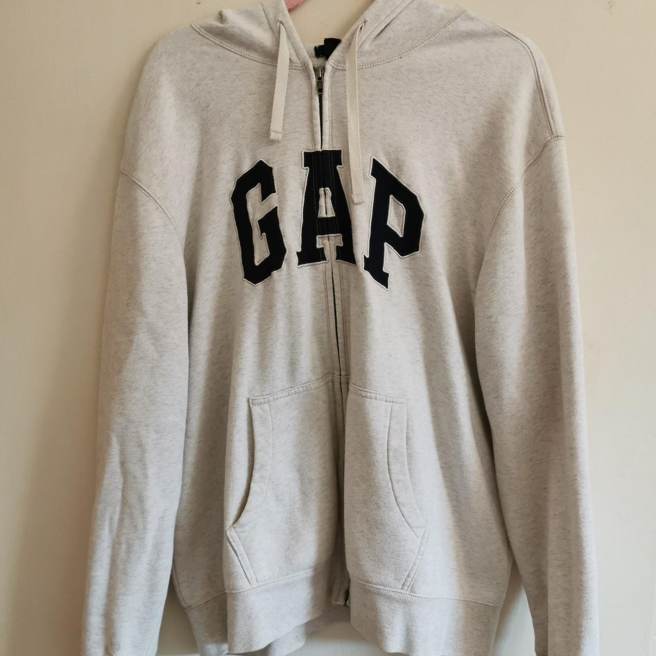 GAP grey zip hoodie Size XL but smaller fit Great... - Depop