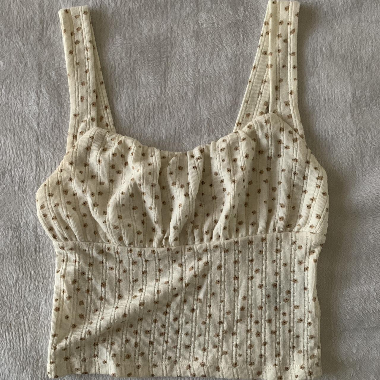 cropped floral tank top bought ages ago but only... - Depop