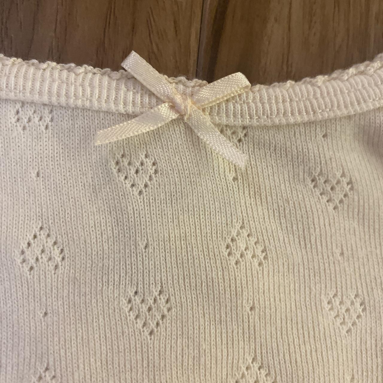 cream brandy cami with heart pattern detail - Depop