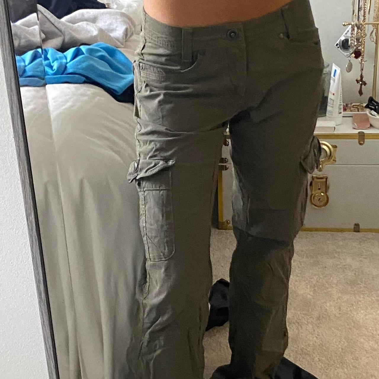 Low rise olive cargo pants utility y2k low waisted... - Depop