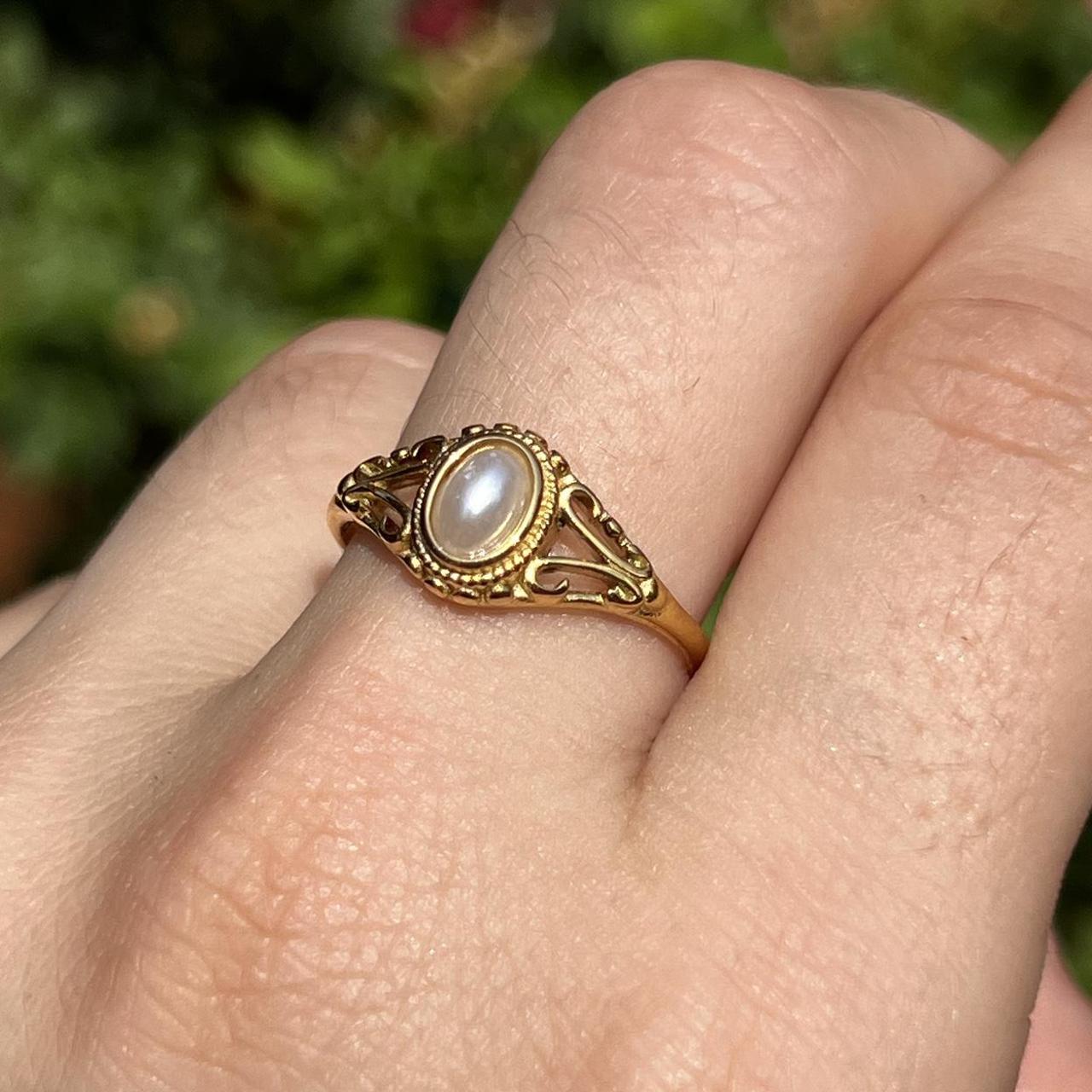 New! “Genovia” Gold Pearl Ring Made with stainless... | Depop