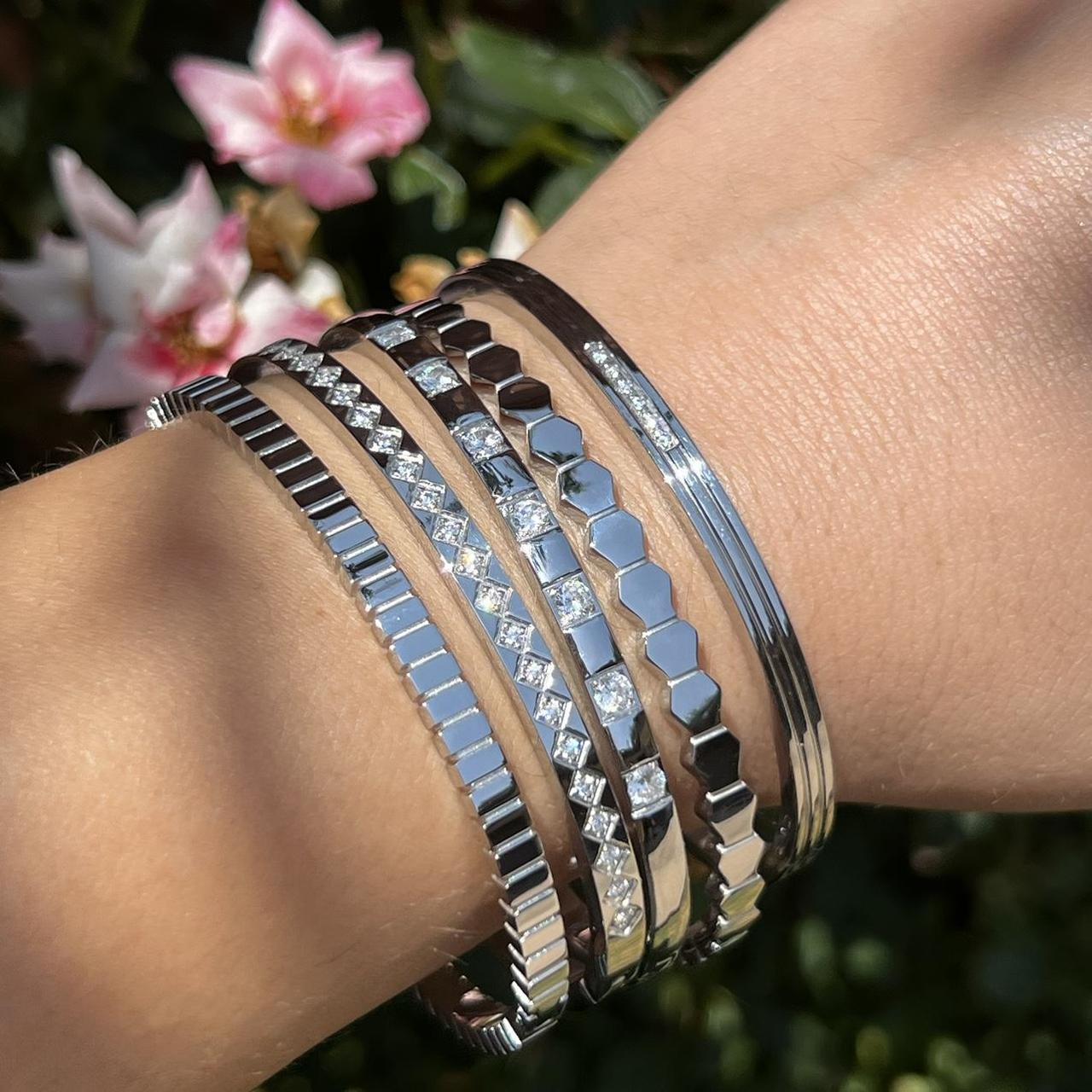 New! “Jennifer” Silver Bracelet Versatile, sturdy... - Depop