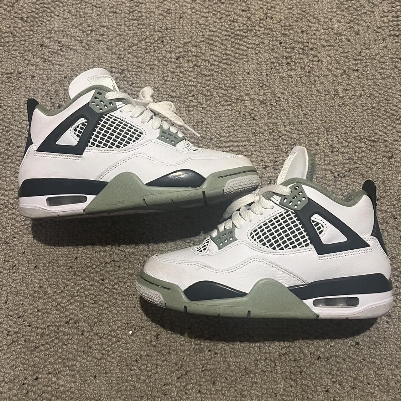 seafoam jordan 4s from stockx like new lightly worn... - Depop