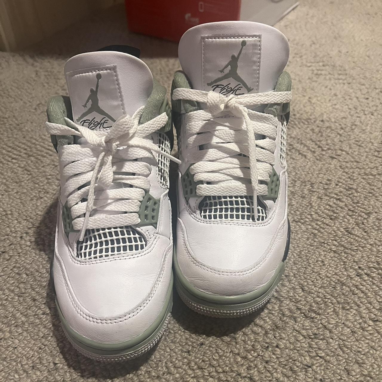 seafoam jordan 4s from stockx like new lightly worn... - Depop