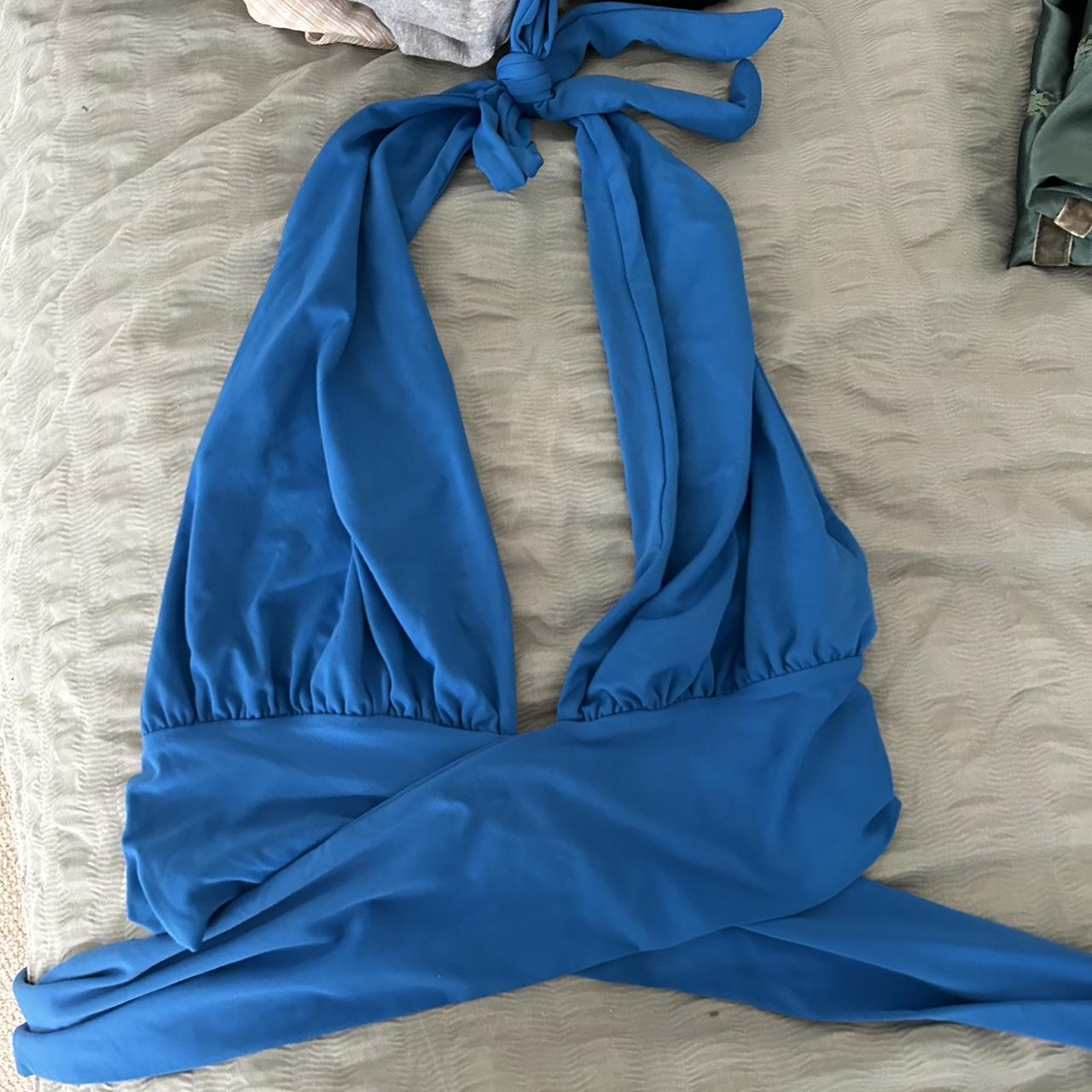 Glassons wrap around blue halter top - Depop