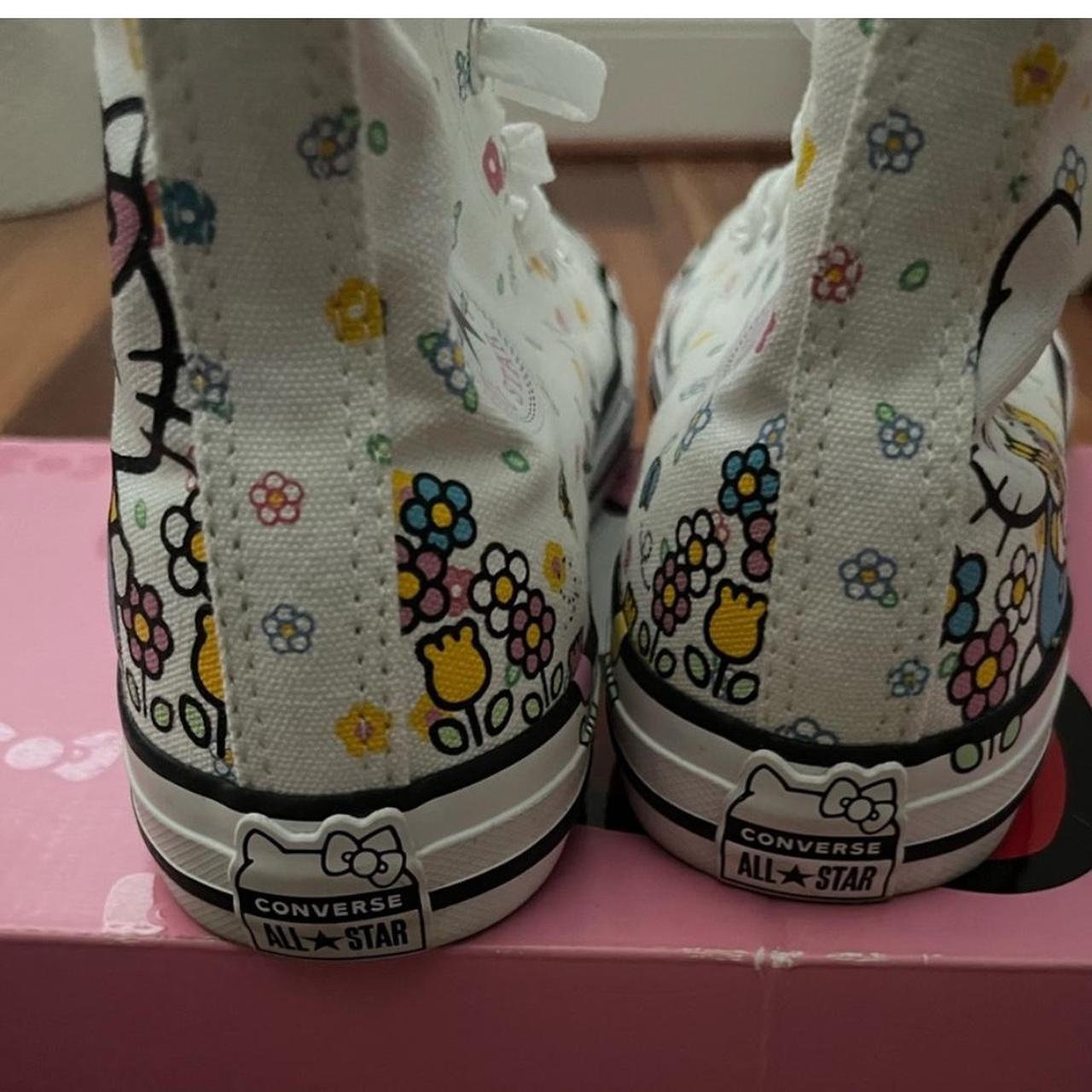 Rate Hello Kitty high top converse Size 3 in kids - Depop