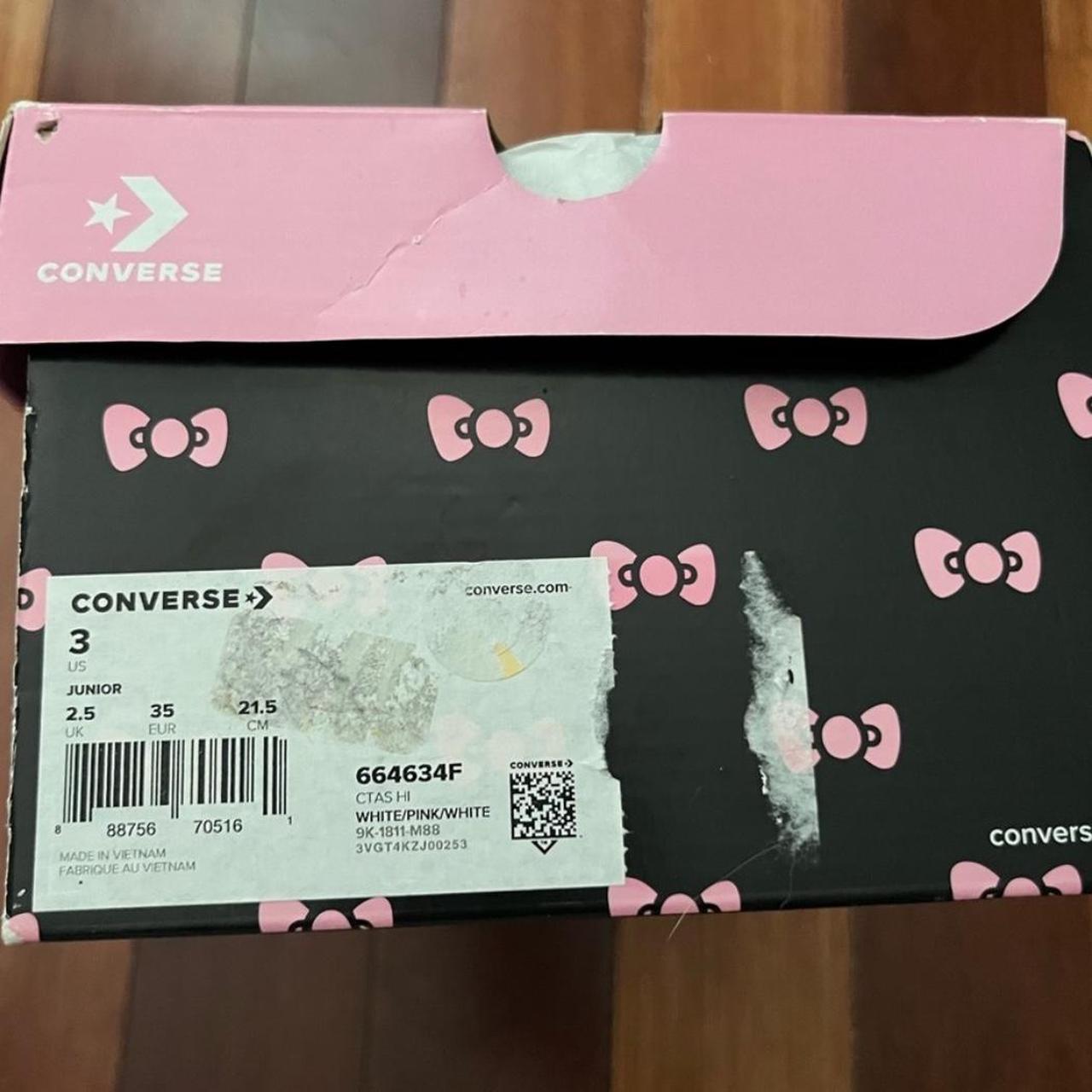 Rate Hello Kitty high top converse Size 3 in kids - Depop