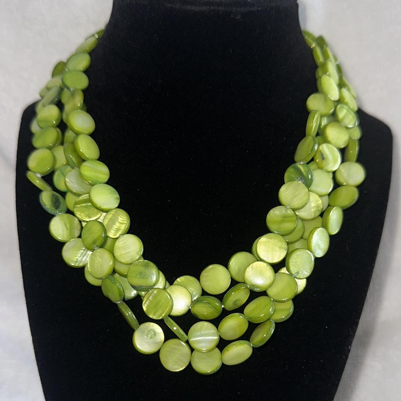 Green shell necklace with lobster clasp jewellery | Depop