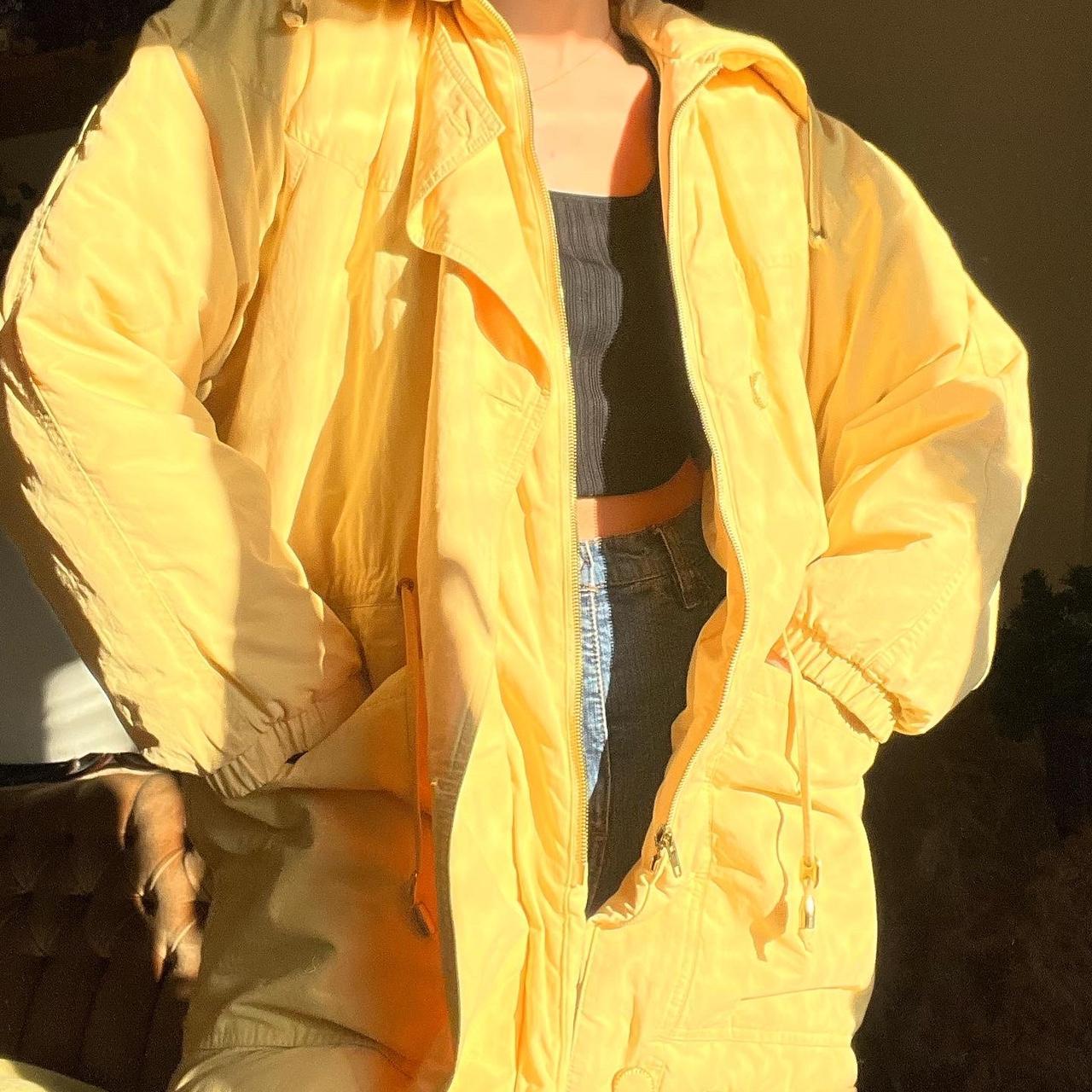 Vintage oversized light yellow jacket Size... - Depop