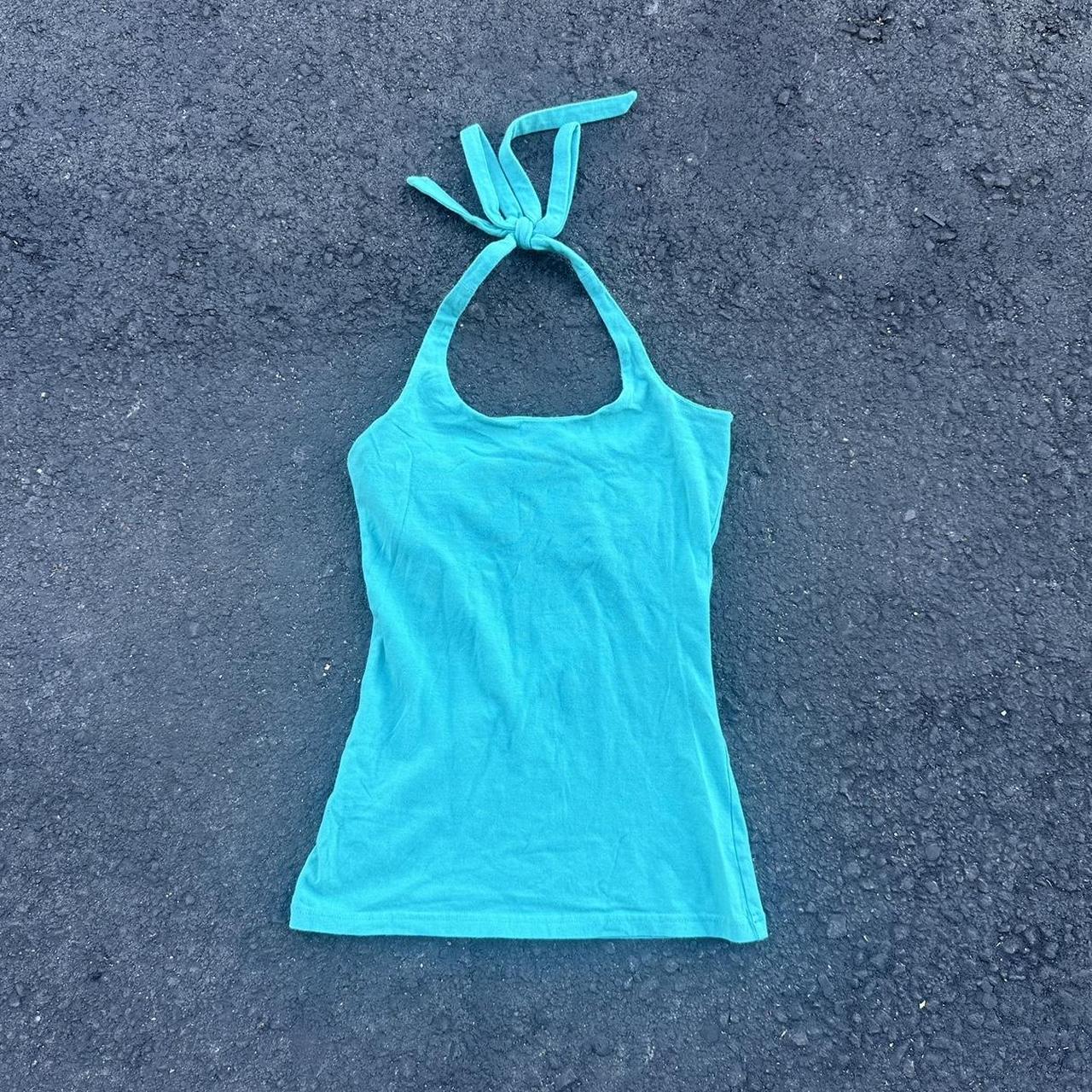 BP soft teal halter top with built in bralette size... - Depop