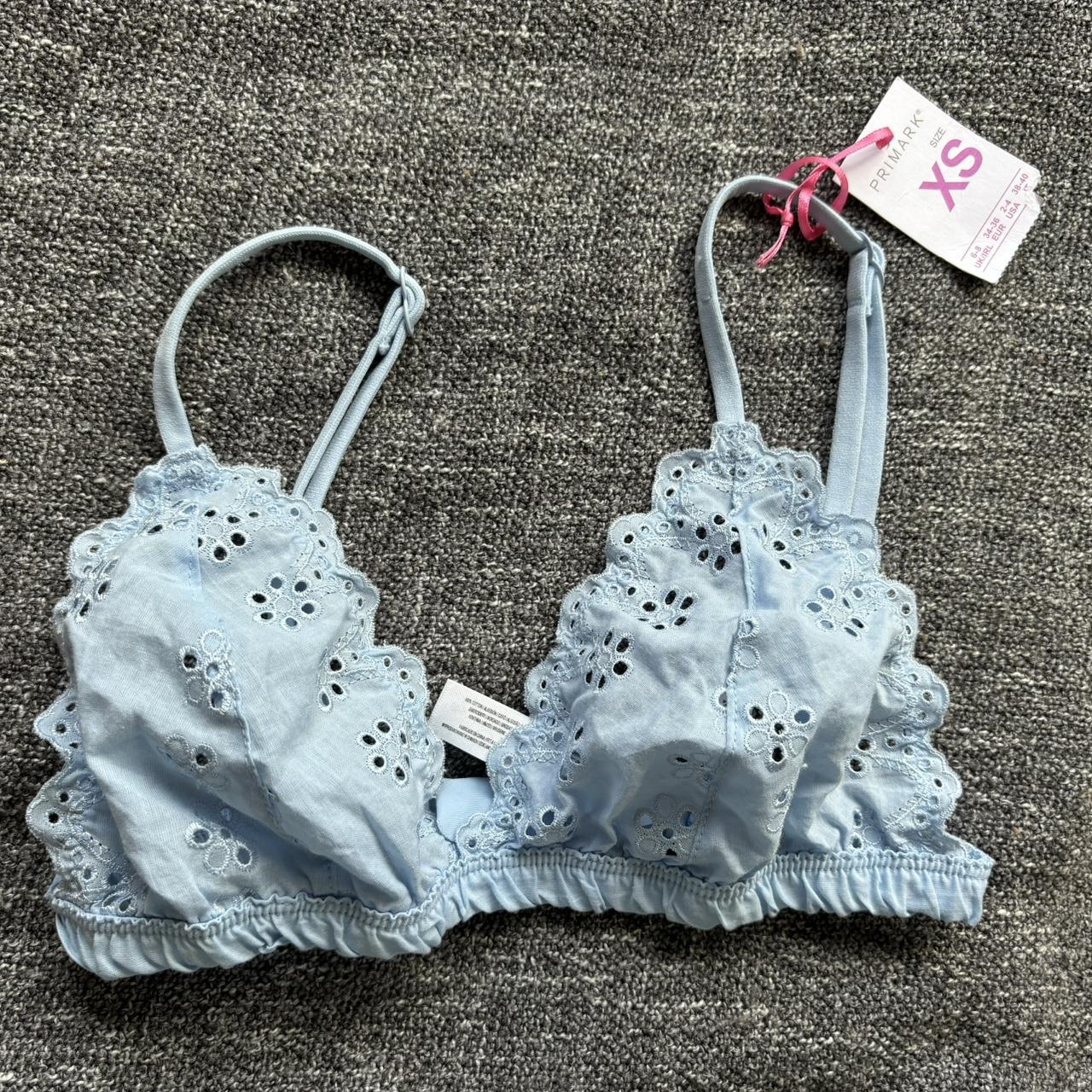 Pale blue broderie bralette Size XS Never... - Depop