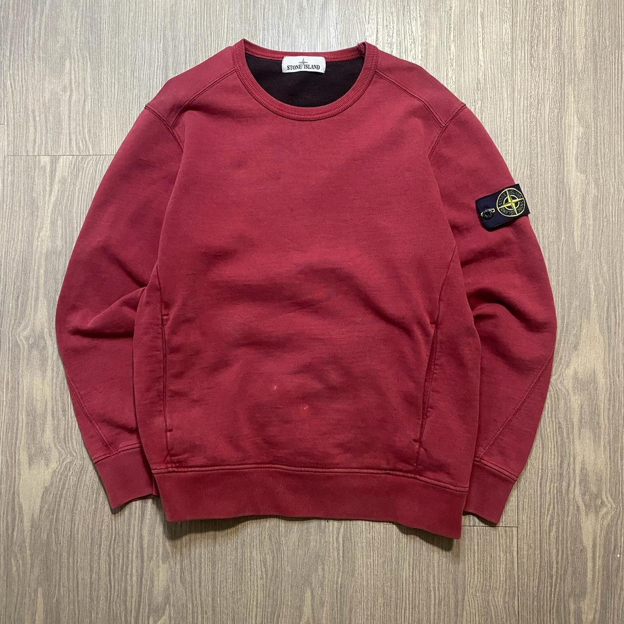 Red Stone Island Kangaroo Pocket Sweatshirt Good,... | Depop