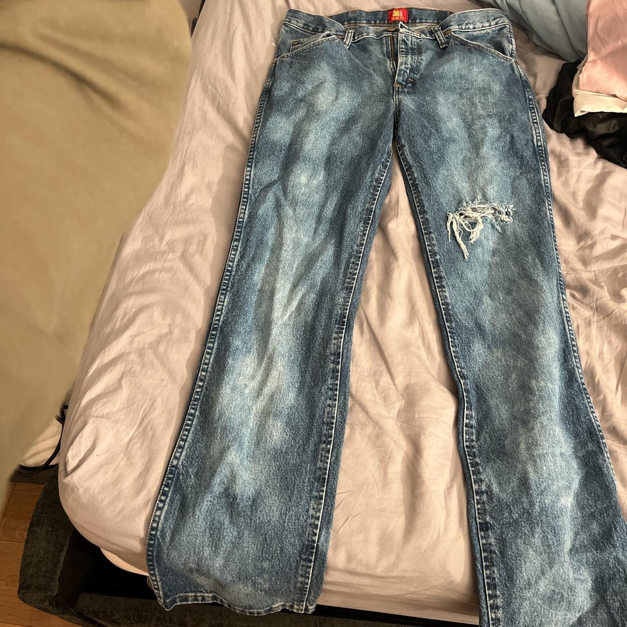 Wrangler straight leg bleach wash Jeans Never worn - Depop