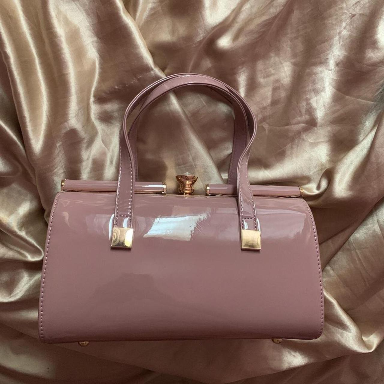 Pink shiny purse with removable shoulder strap Never... - Depop