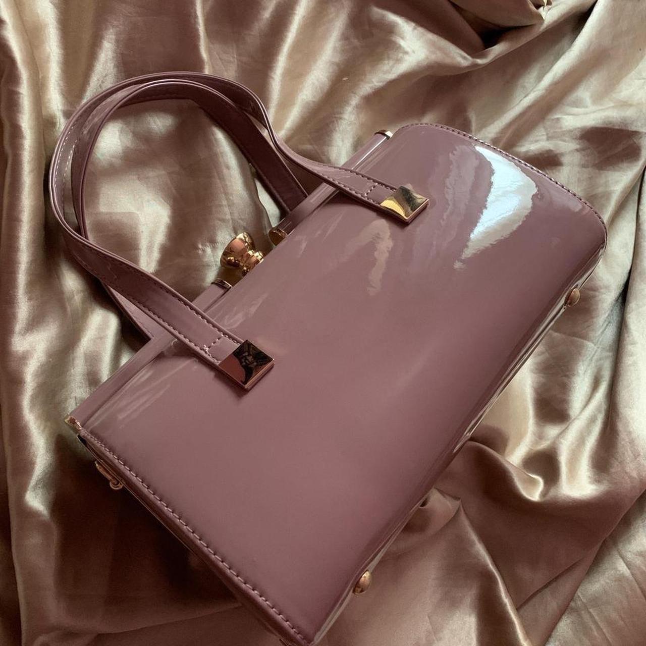 Pink shiny purse with removable shoulder strap Never... - Depop