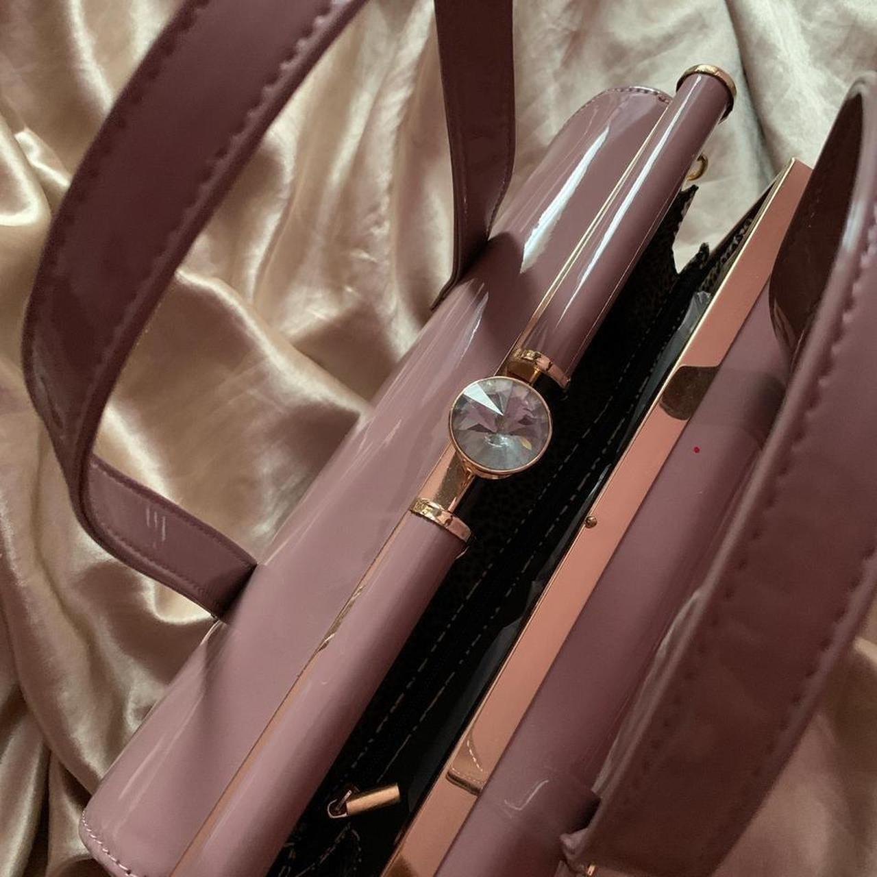 Pink shiny purse with removable shoulder strap Never... - Depop