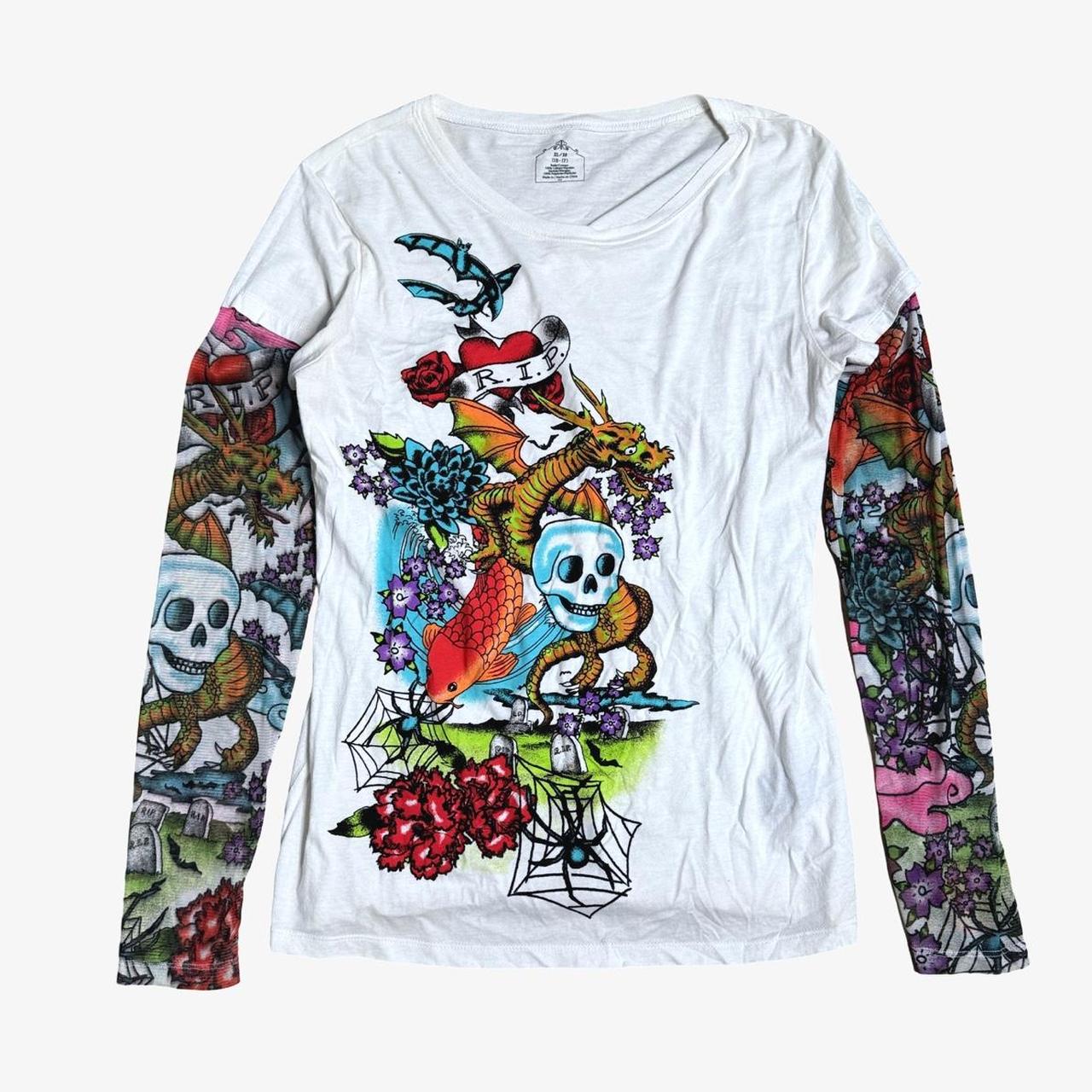 VINTAGE TATTOO SLEEVE LONG SLEEVE 2000S MCBLING... - Depop