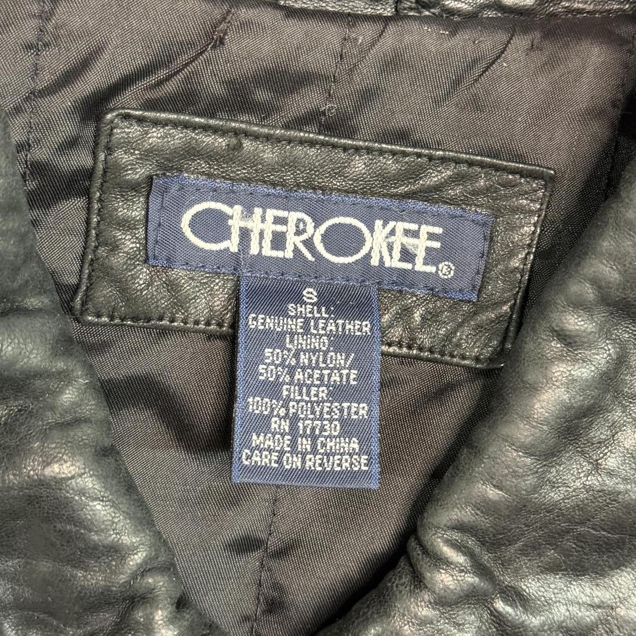 Vintage Cherokee Black Leather Zip Up Jacket... - Depop