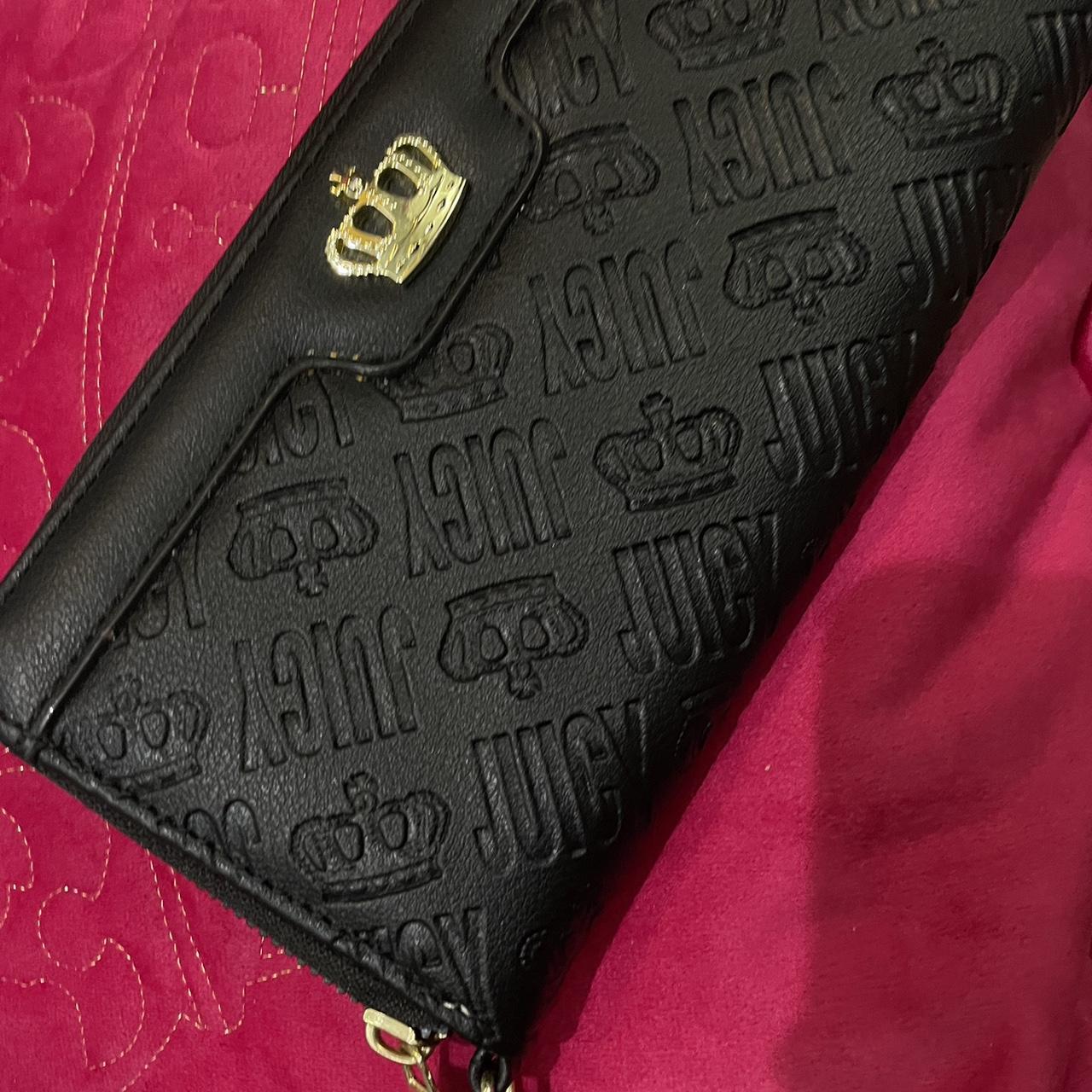 Juicy Couture black wallet with gold crown logo - Depop