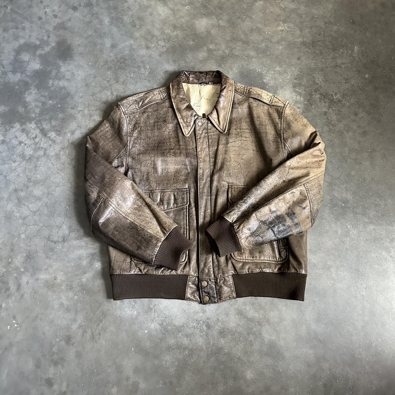 Vintage Avirex type leather map jacket Details on... - Depop