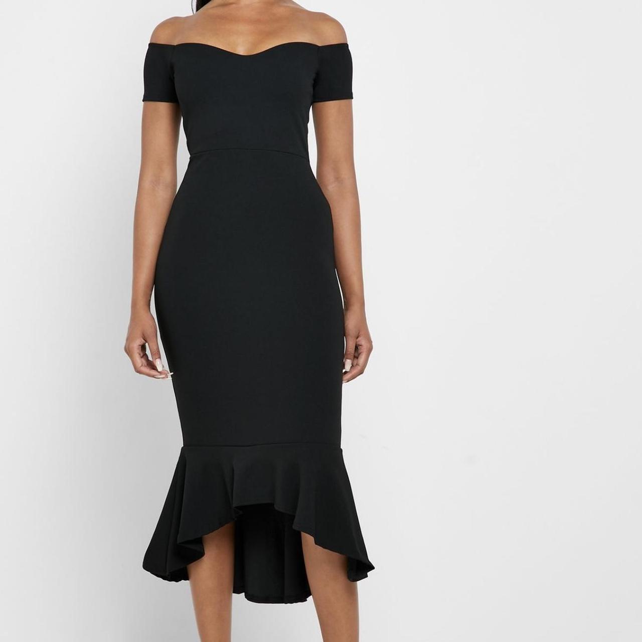 Missguided black Bardot fishtail mermaid midi... - Depop