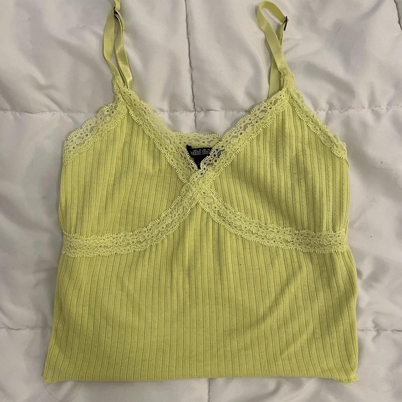 Lime greenish yellow lace tank from target! Perfect... - Depop