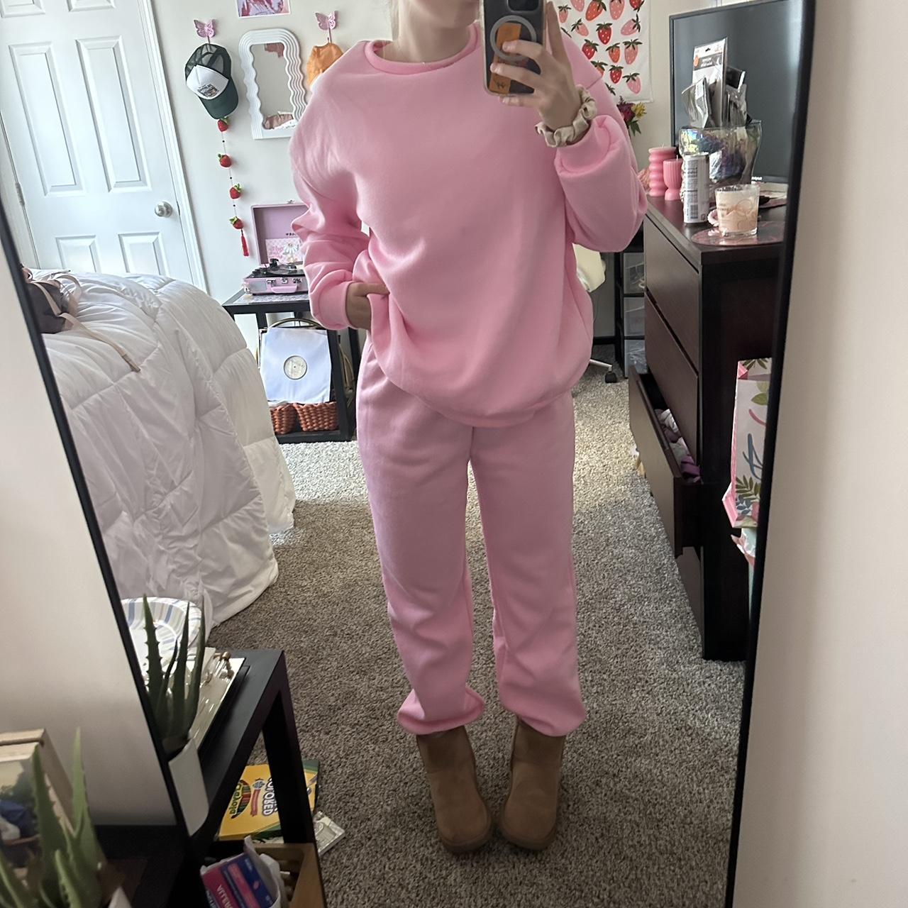 -cute pink matching sweat set including sweat shorts... - Depop