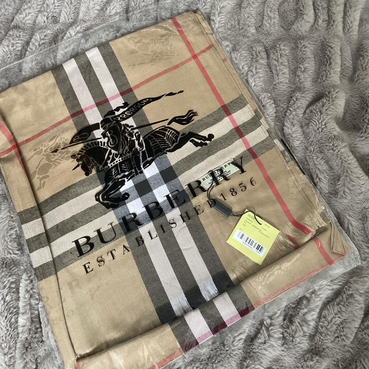 silky brown B scarf checkered new with tags - Depop