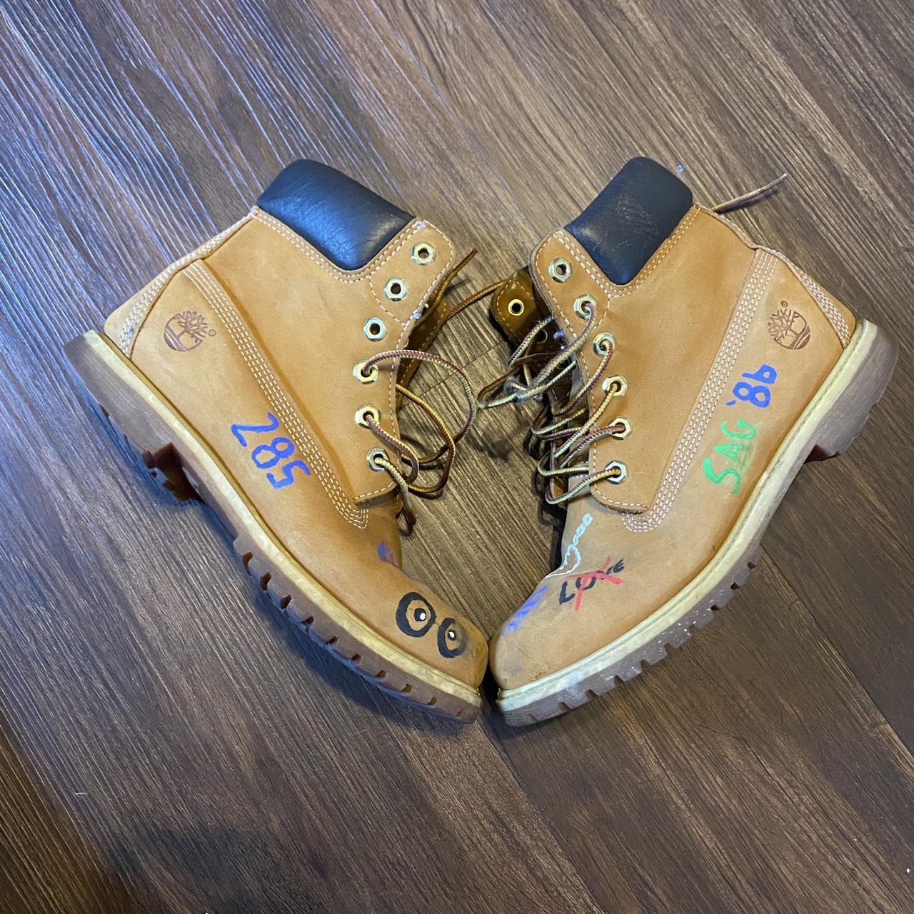 Timberland boots -they have marker writing on... - Depop
