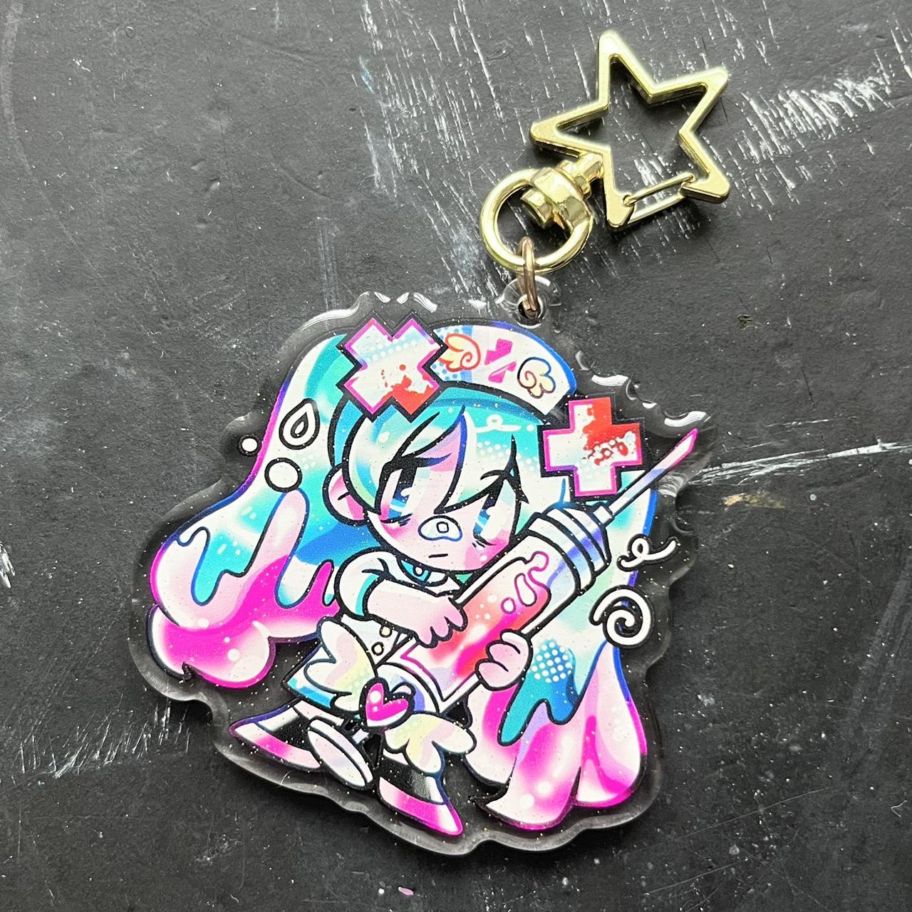 lovely miku acrylic keychain!! features miku in a... - Depop