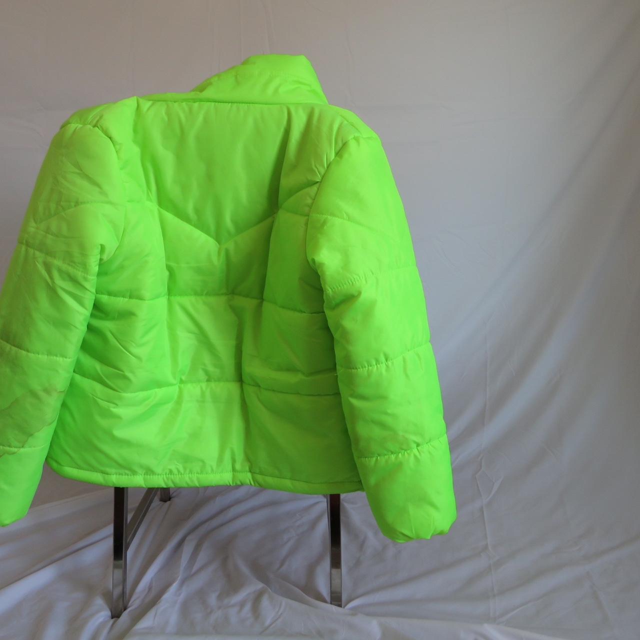 Outer Edge neon green ski jacket/winter coat. Silver... - Depop