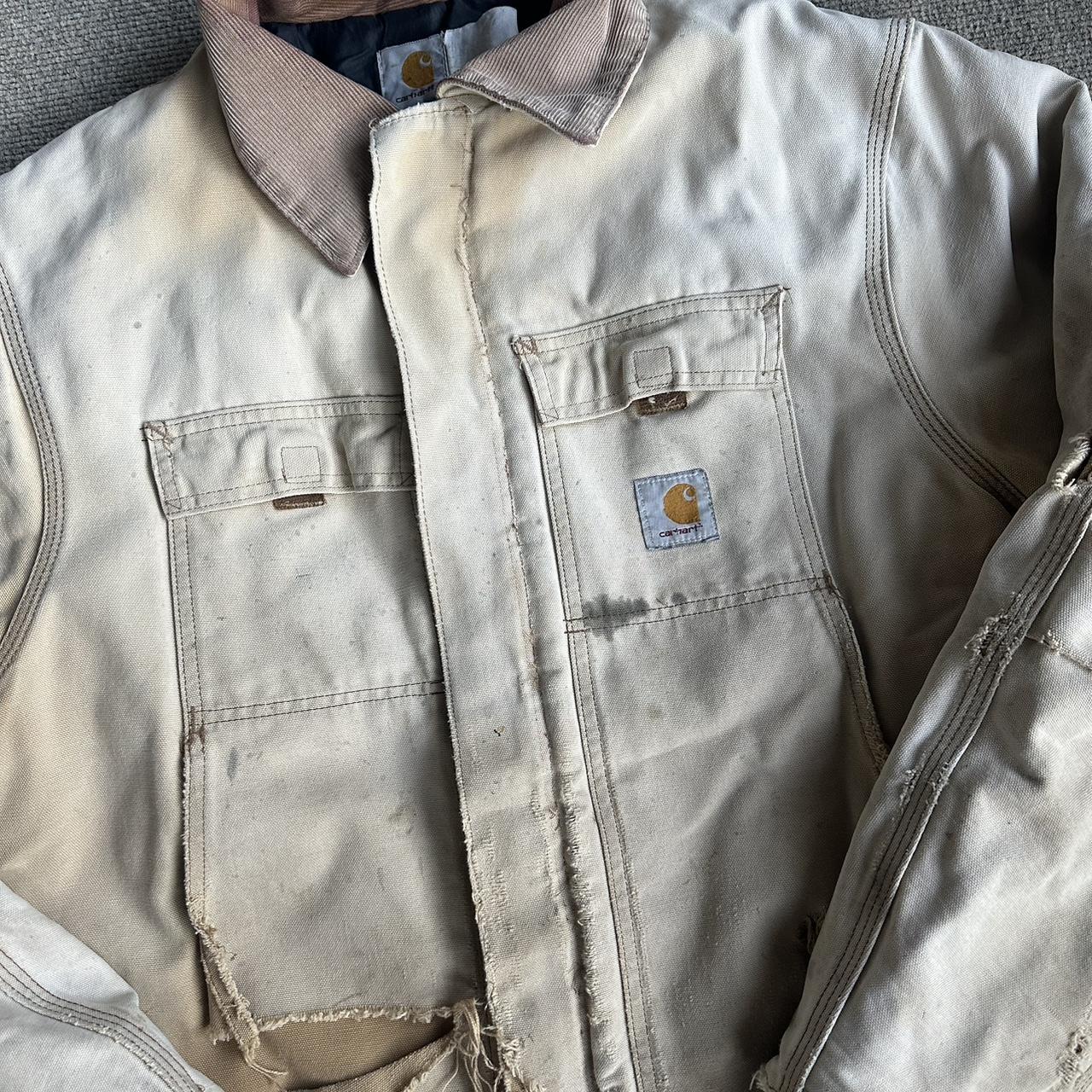 Vintage 90s Carhartt Trashed Jacket -Good... - Depop