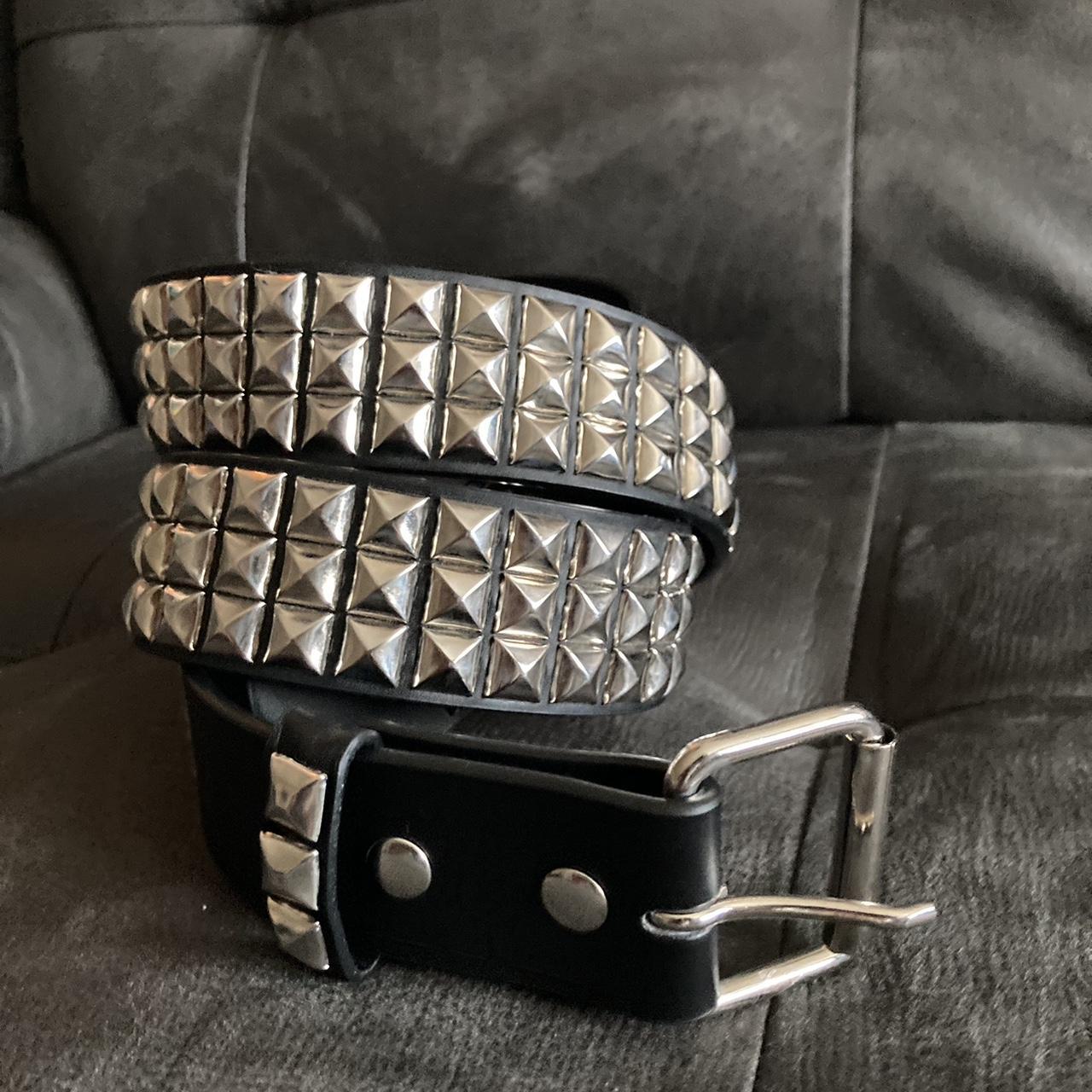 Three Row Pyramid Belt from Hot Topic Size 2XL... - Depop