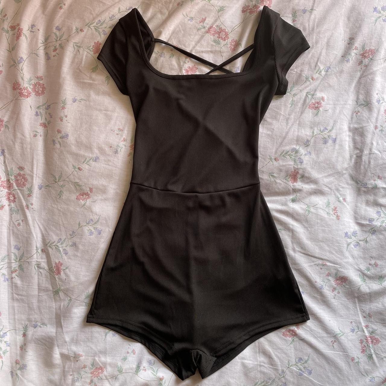 black lace up romper love it but it’s too short on... - Depop