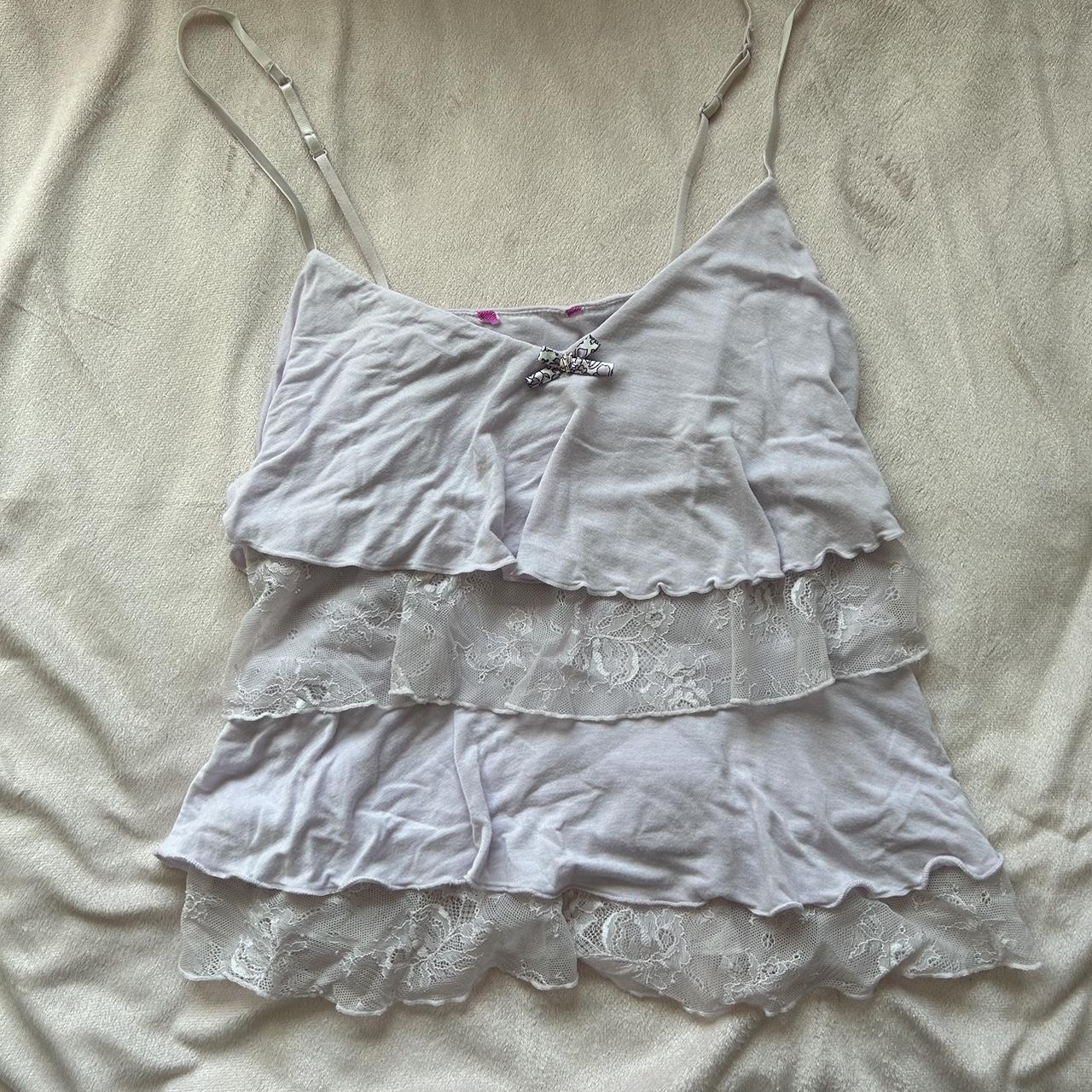 unbranded light purple flowy cami material is very... - Depop