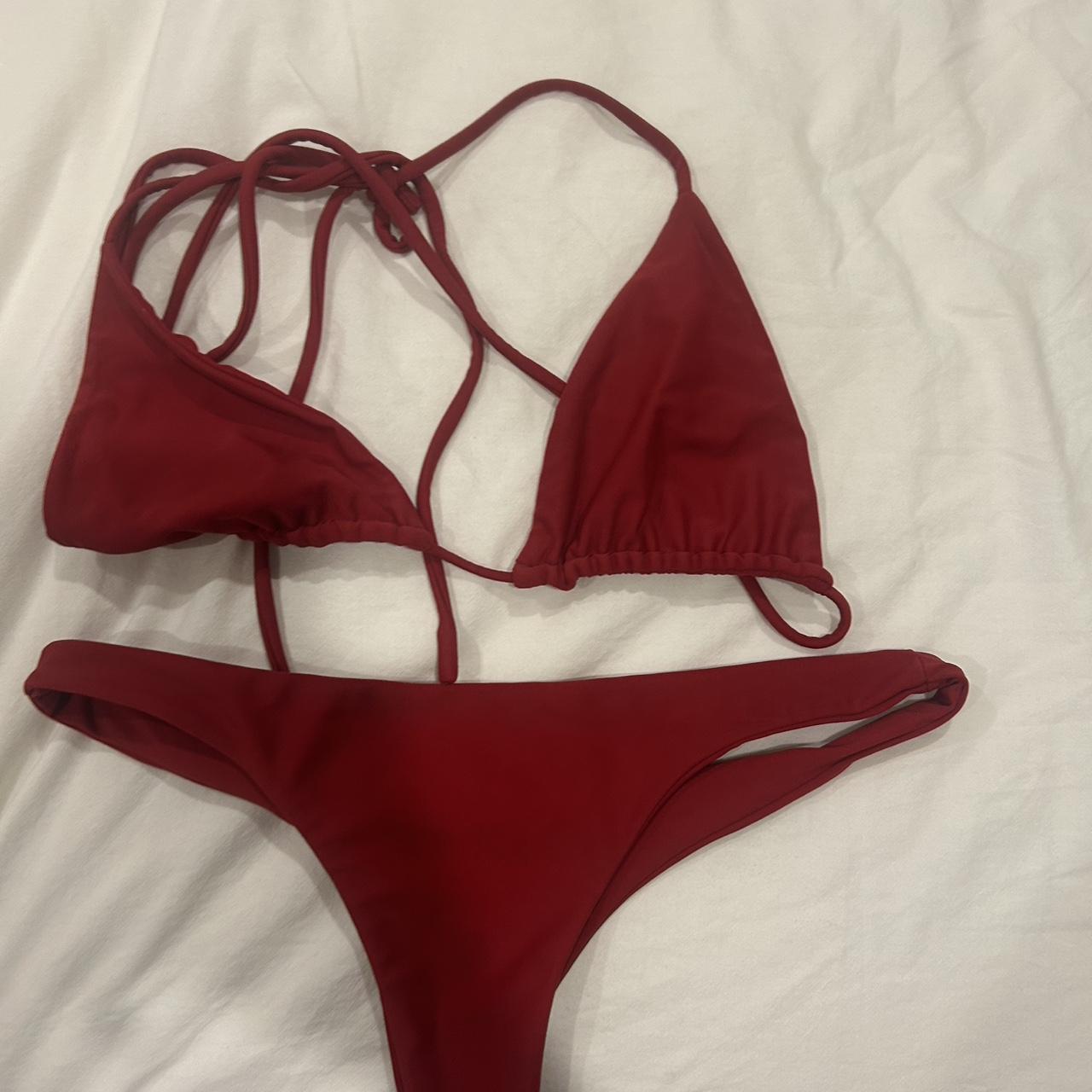 Bamba red triangle set Malibu top and jagger... | Depop