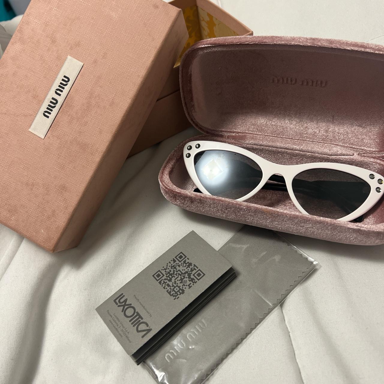 Miu Miu cat glasses white Good condition overall,... - Depop